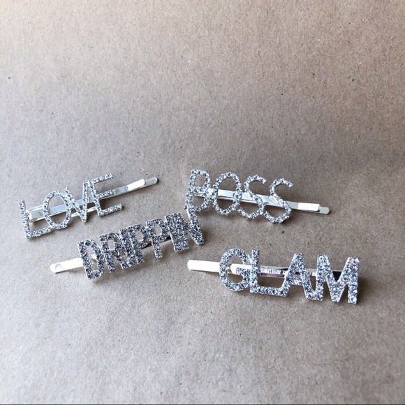 Accessories | Sale Rhinestone Statement Word Hair Clip | Poshmark